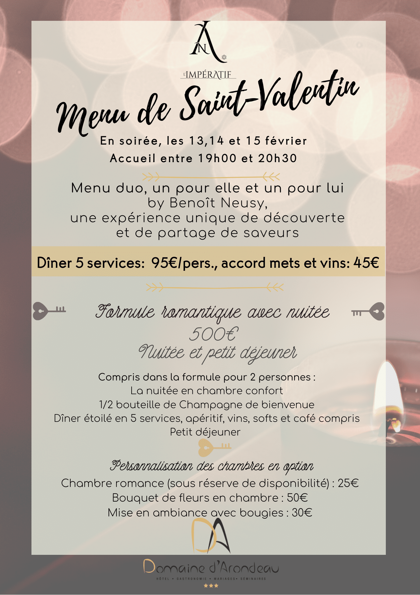 Le menu de Saint-Valentin à l'Impératif - Domaine D'Arondeau