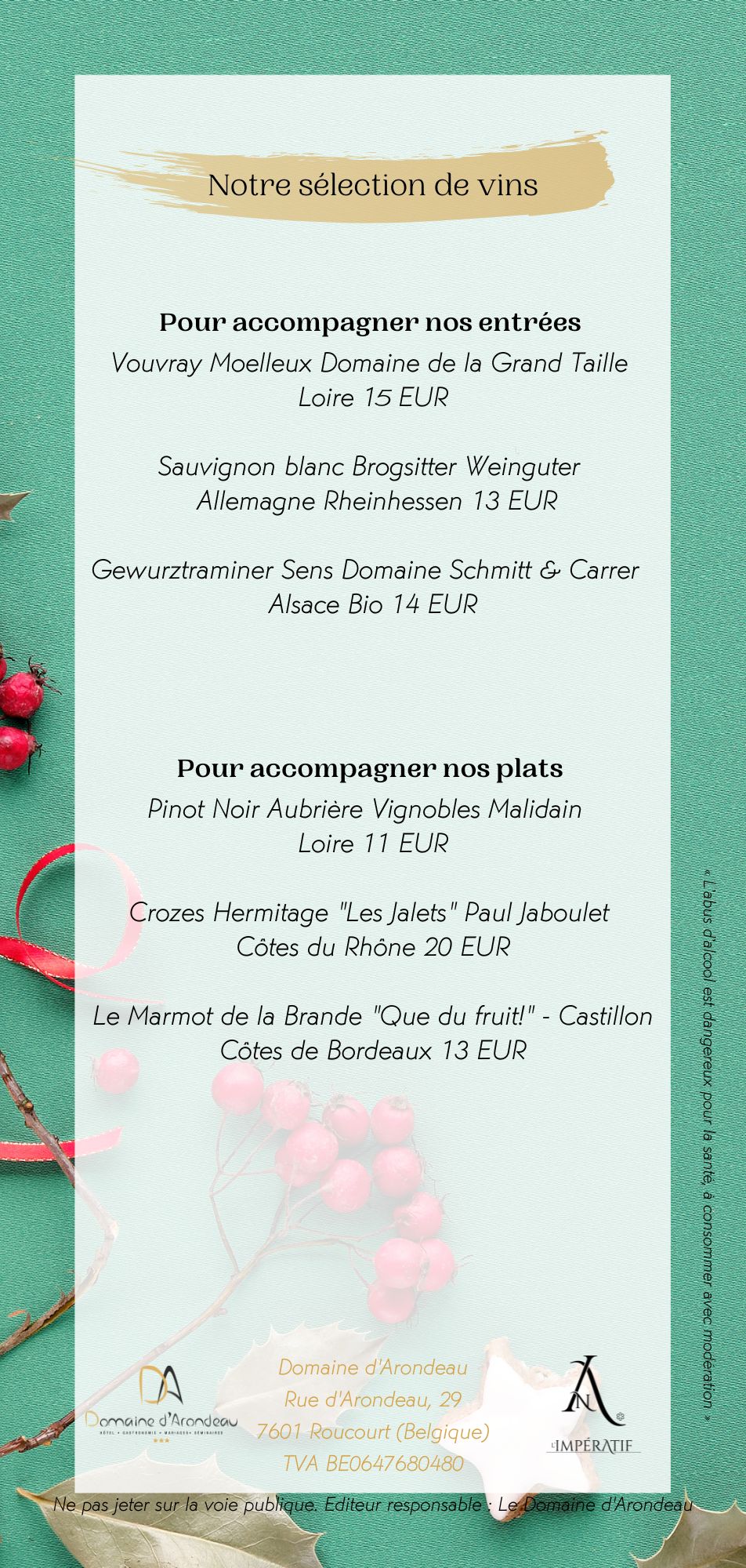 LES MENUS DE FÊTES DU 24 ET DU 31 DÉCEMBRE 2022 - Domaine D'Arondeau